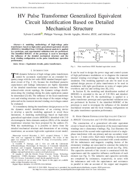Pdf Hv Pulse Transformer Generalized Equivalent Circuit