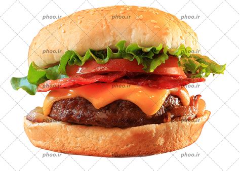 عکس ساندویچ همبرگر و مخلفات دخل آن عکس با کیفیت و تصاویر استوک حرفه ای
