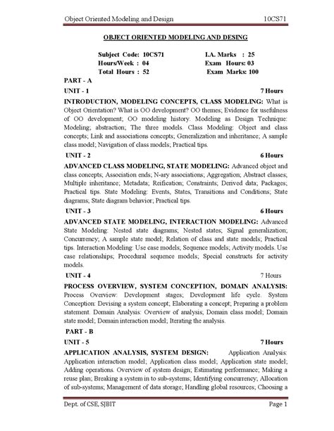 Cse Vii Object Oriented Modeling And Design 10cs71 Notes Docsity