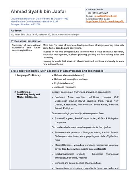 Cv Ahmad Syafik Jaafar Download Free Pdf Supply Chain Entrepreneurship