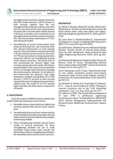 Strengthening Of Precast Beam Column Joint Using Steel Encasement Pdf