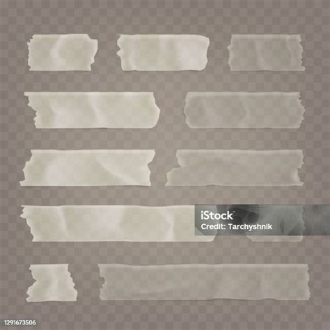 사실적인 투명 접착제 테이프 세트 체크 무늬 배경에 끈적 끈적한 스카치 덕트 종이 스트립 벡터 일러스트레이션 개체 그룹에 대한 스톡 벡터 아트 및 기타 이미지 Istock