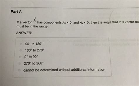 Solved Part A If A Vector A Has Components Ax