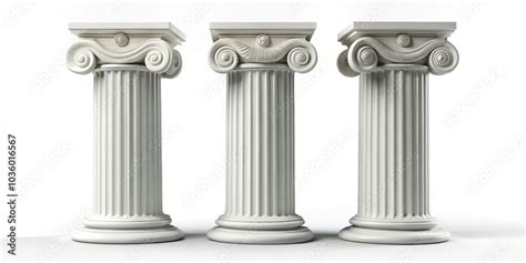 Three Ionic Columns 3d Model White Background Greek Architecture Ionic Capital Classical
