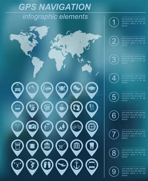 Global Positioning System Navigation Infographic Template Stock