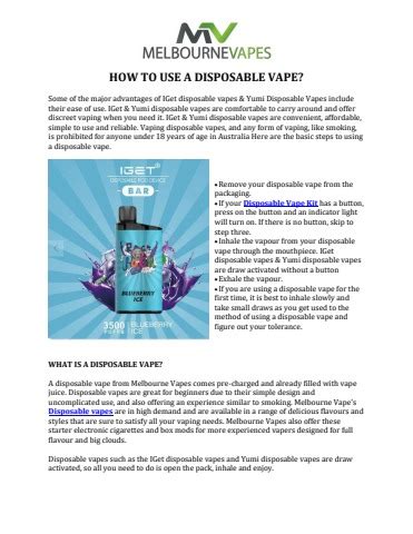 HOW TO USE A DISPOSABLE VAPE Flipbook By MelbourneVapes FlipHTML
