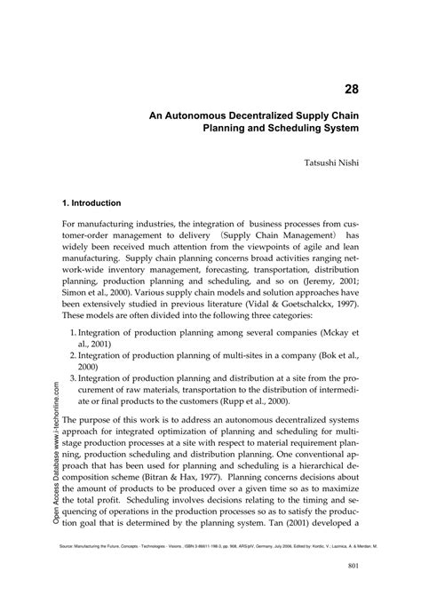 Pdf An Autonomous Decentralized Supply Chain Planning And Scheduling
