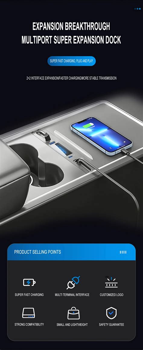 Retractable Hub Docking Station Multiport Usb Hub Docking Station With W Pd Charging For Tesla