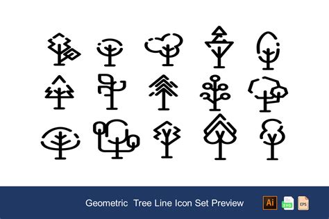 Geometric Tree Line Icon Set Graphic By Eighteenstudio · Creative Fabrica