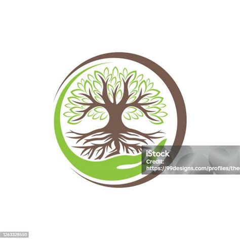 트리 로고 디자인 벡터 일러스트레이션 자연 농업 및 농장 사업을위한 창조적 인 디자인 개념의 추상 나무 로고 벡터 트리 로고 아이콘 기호 및 기호 벡터 디자인 그림입니다