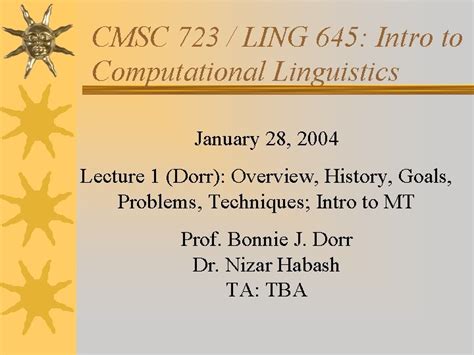 Cmsc 723 Ling 645 Intro To Computational Linguistics