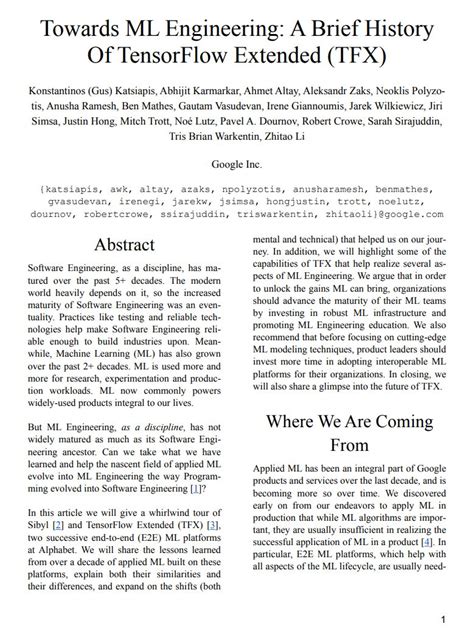 Towards Ml Engineering A Brief History Of Tensorflow Extended Tfx