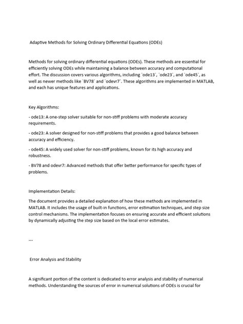 Adaptive Methods For Solving Ordinary Differential Equations Pdf Numerical Analysis