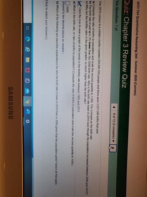 Solved Mth 154 Quantitative Reasoning 2ed Summer 2020