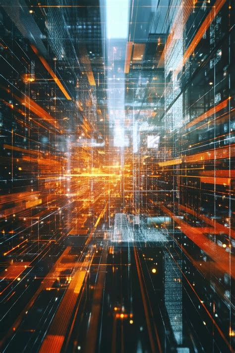 Abstract Digital Data Flow With Glowing Lines And Points In Futuristic
