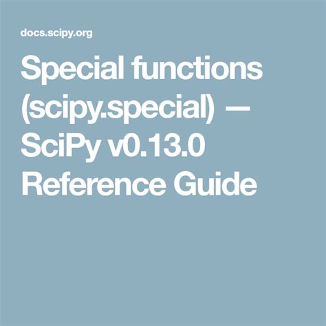 Scipy V0 13 0 Reference Guide