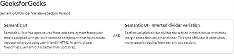 Semantic Ui Divider Variations Section Variant Geeksforgeeks