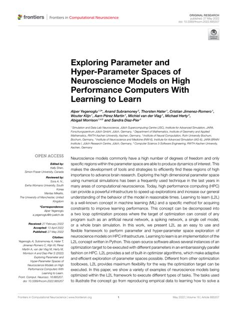 pdf exploring parameter and hyper parameter spaces of neuroscience