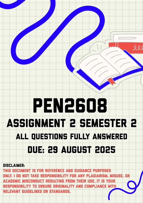Pen2608 Assignment 2 Semester 2 Memo Due 29 August 2025 Studypass