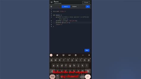 C Program Arithmetic Minus Operator For Using Different Data Types Youtube