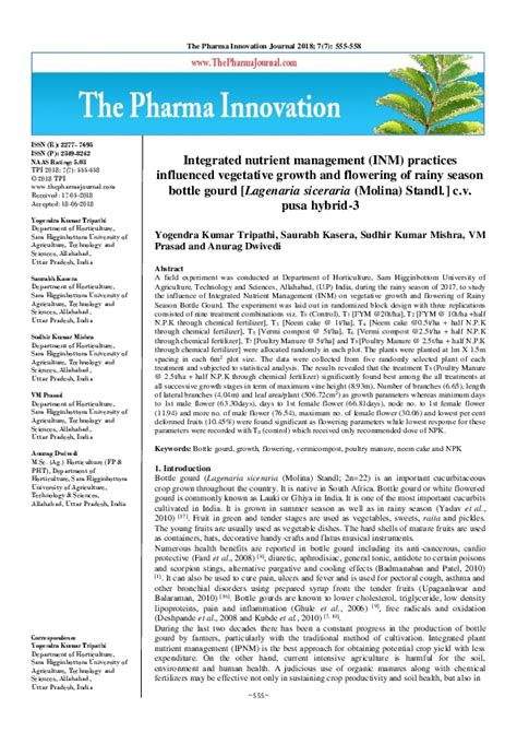 Pdf Integrated Nutrient Management Inm Practices Influenced Vegetative Growth And Flowering
