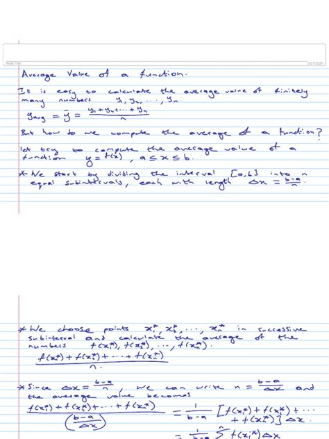 Lecture 12 Mean Value Theorem For Integrals Pdf
