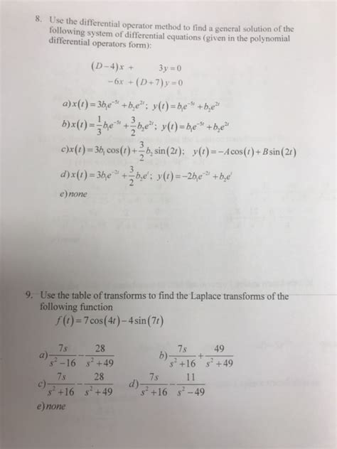 Solved Use The Differential Operator Method To Find A Chegg