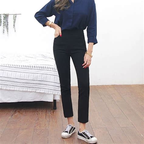 오노마 Onm 뱃살커버 하이웨스트 밴딩 슬랙스 일자 스키니 팬츠