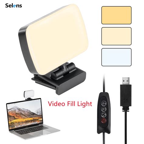 Selens Video Conference Light Laptop Computer Monitor Led Video Fill Light Dimmable 6500k Webcam