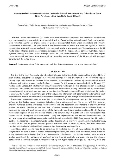 Pdf Hyper Viscoelastic Response Of Perfused Liver Under Dynamic Compression And Estimation Of