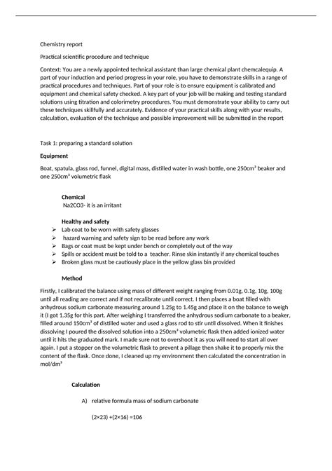 applied science chemistry unit 2 assignment a full assignment
