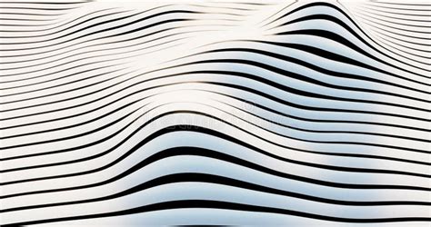 3d Rendering Abstract Black And White Surface With Flowing Undulating Lines Creating An