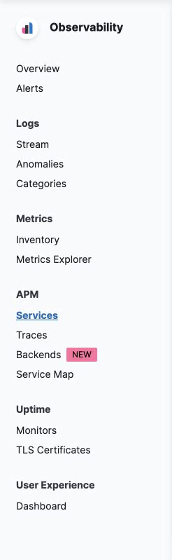 Apm Backends Ui Show New Badge In The Observability Solution Nav For The New Backends View