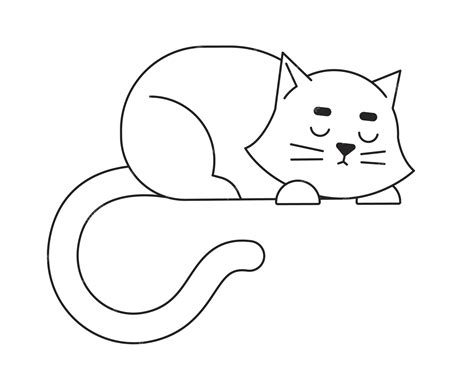Premium Vector Sleeping White Cat Flat Monochrome Isolated Vector Object
