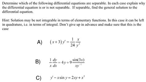 solved determine which of the following differential