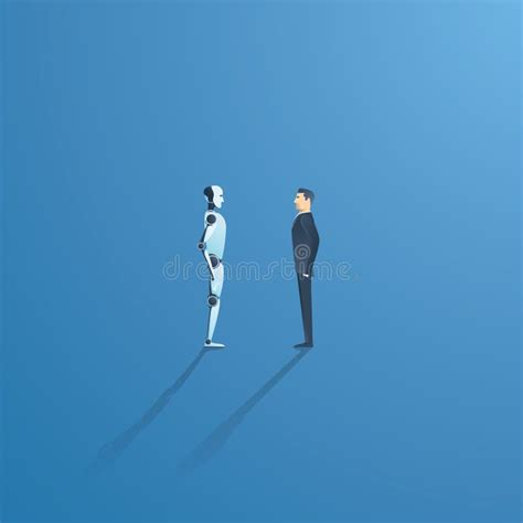 Artificial Intelligence Vs Humans Vector Concept AI And Businessman Standoff Stock Vector
