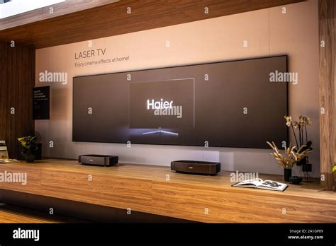 Berlin, Germany, Sep 2019 Haier LASER 4K 8k HDR Cinema Smart TV on ...