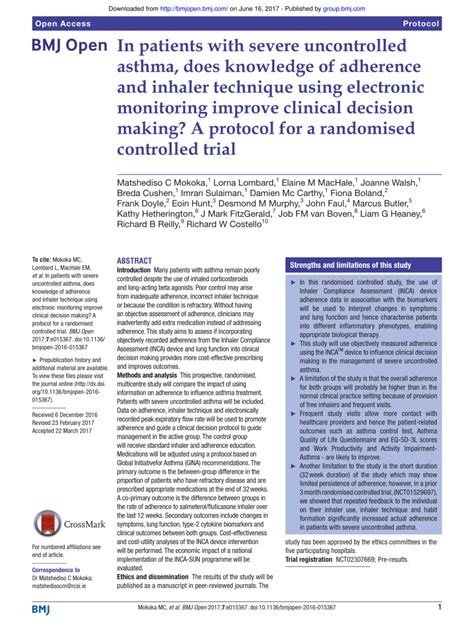 Pdf In Patients With Severe Uncontrolled Asthma Does Knowledge Of Adherence And Inhaler