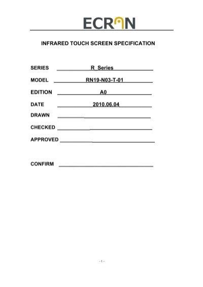 Infrared Touch Screen Specification Sensis