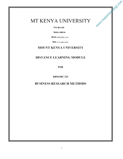 bbm sbc 323 business research methods mount kenya university notes mku elimu cloud notes