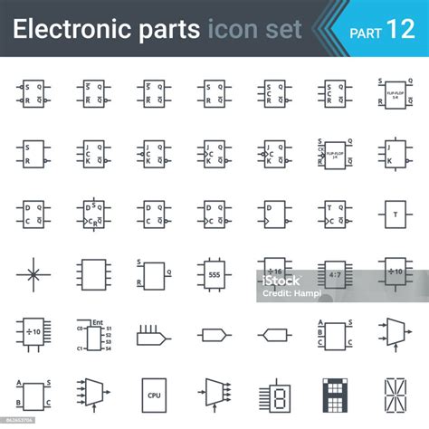 전기 및 전자 회로도 기호 표시 규칙을 프로그래밍 논리 회로 플립플롭 디지털 전자의 세트 트랜지스터에 대한 스톡 벡터 아트 및 기타 이미지 Istock