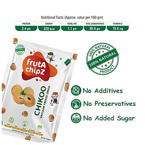 Buy Fruta Chipz Chikoo Chips Freeze Dried Rich In Antioxidants Online At Best Price Of Rs 105