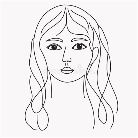 Faces Continuous Line Drawing Of Set Faces And Hairstyle Fashion