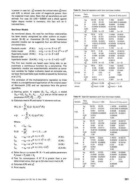 Testing For Linearity In Retention Time Carbon Number Plots For N