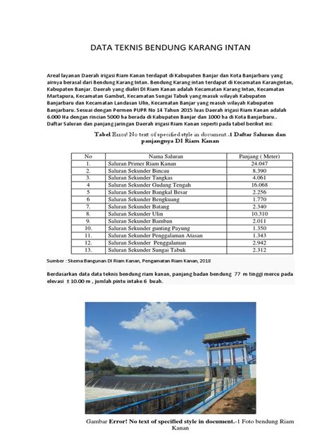 Data Teknis Bendung Karang Intan Pdf