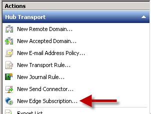Exchange 2010 Edge Transport Server Configuring EdgeSync