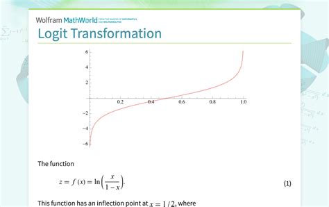 Logit Transformation From Wolfram Mathworld