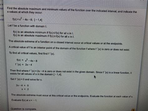 Solved Find The Absolute Maximum And Minimum Values Of The