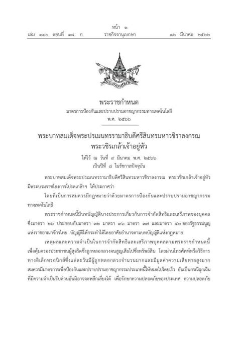 พ ร ก มาตรการป้องกันและปราบปรามอาชญากรรมทางเทคโนโลยี พ ศ 2566 ทนายความเจตน์สฤษฎิ์ ไชยงค์