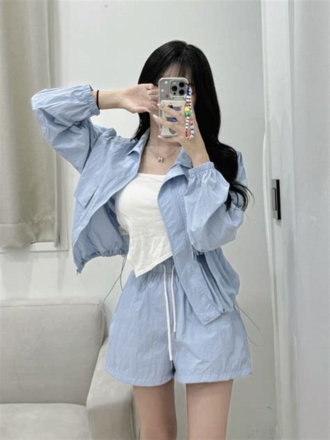 장마룩여름세트 4col 레인 어깨패드 바람막이 스트링 반바지 에이블리